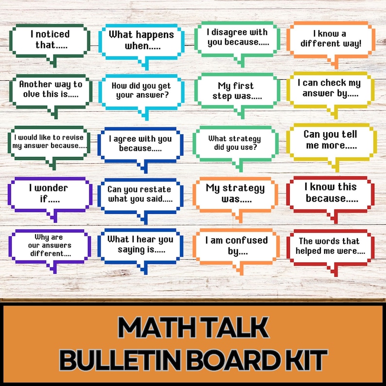 Groovy Pixel Classroom Decor Math Talk Bulletin Board Math Talk Posters ...