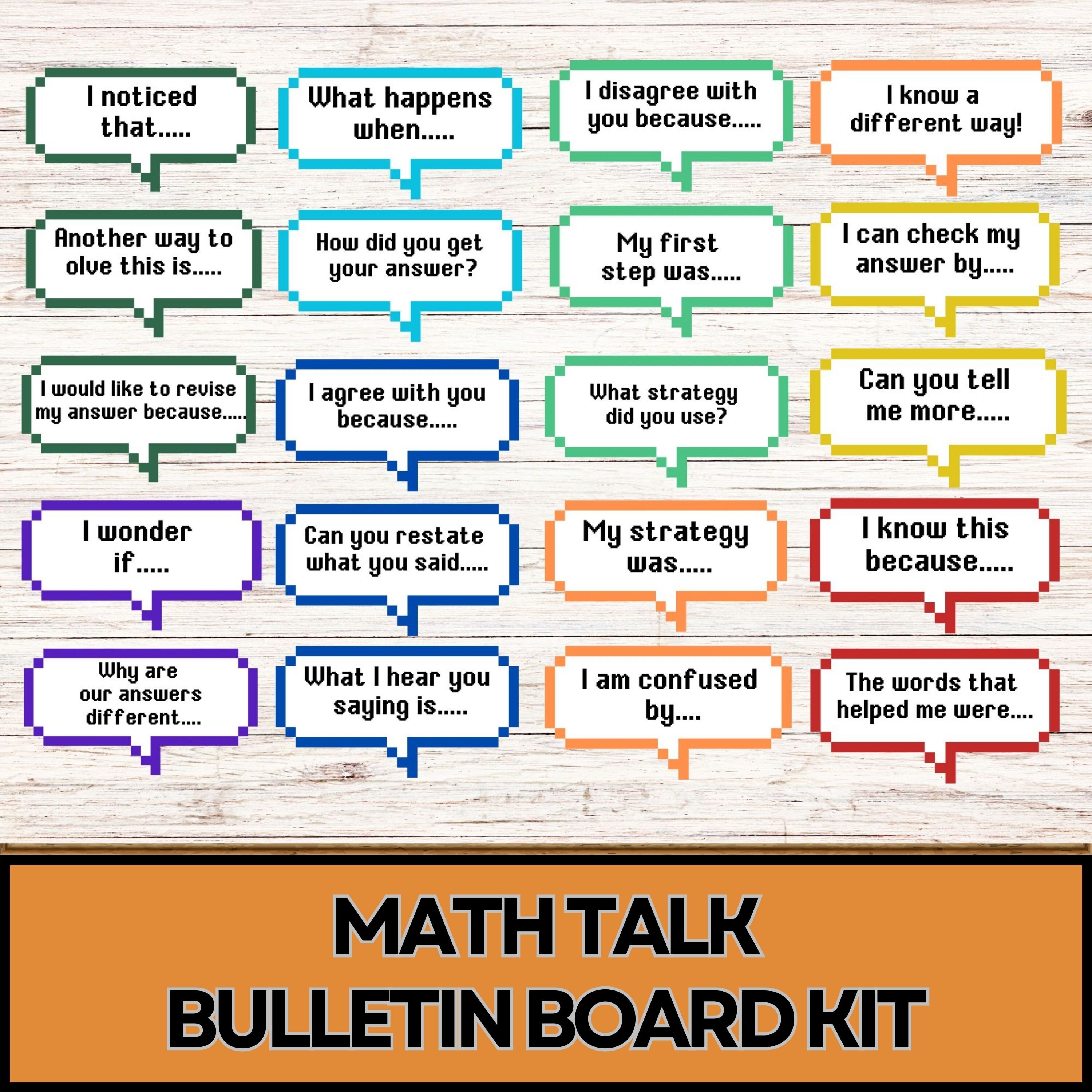 Groovy Pixel Classroom Decor Math Talk Bulletin Board Math Talk Posters ...