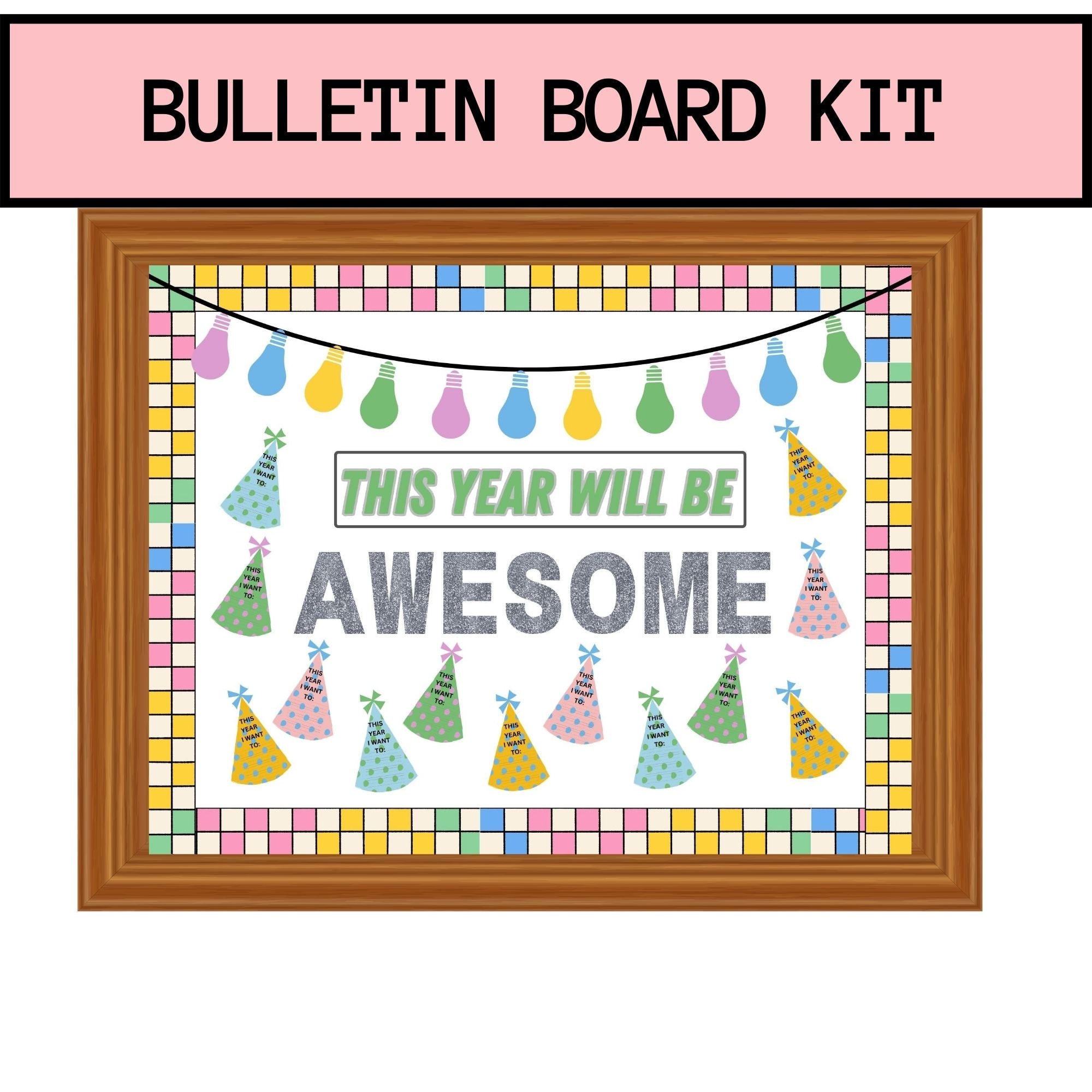 New Year Themed Motivational Printable Bulletin Board Set or Door Decor ...