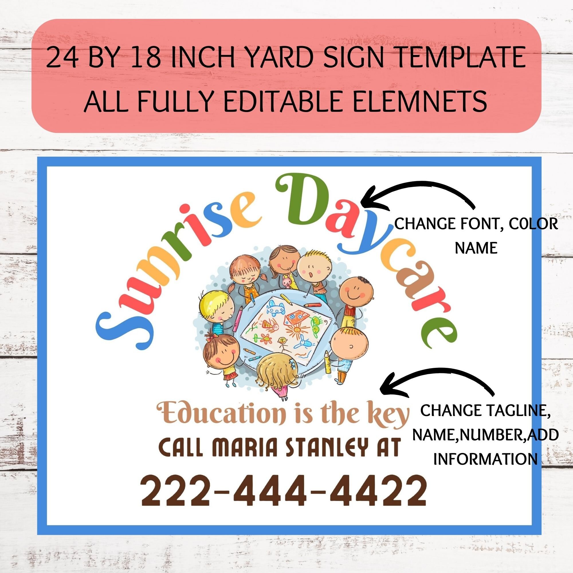 Childcare Banner Daycare Yard Sign Template Add Your Logo and ...