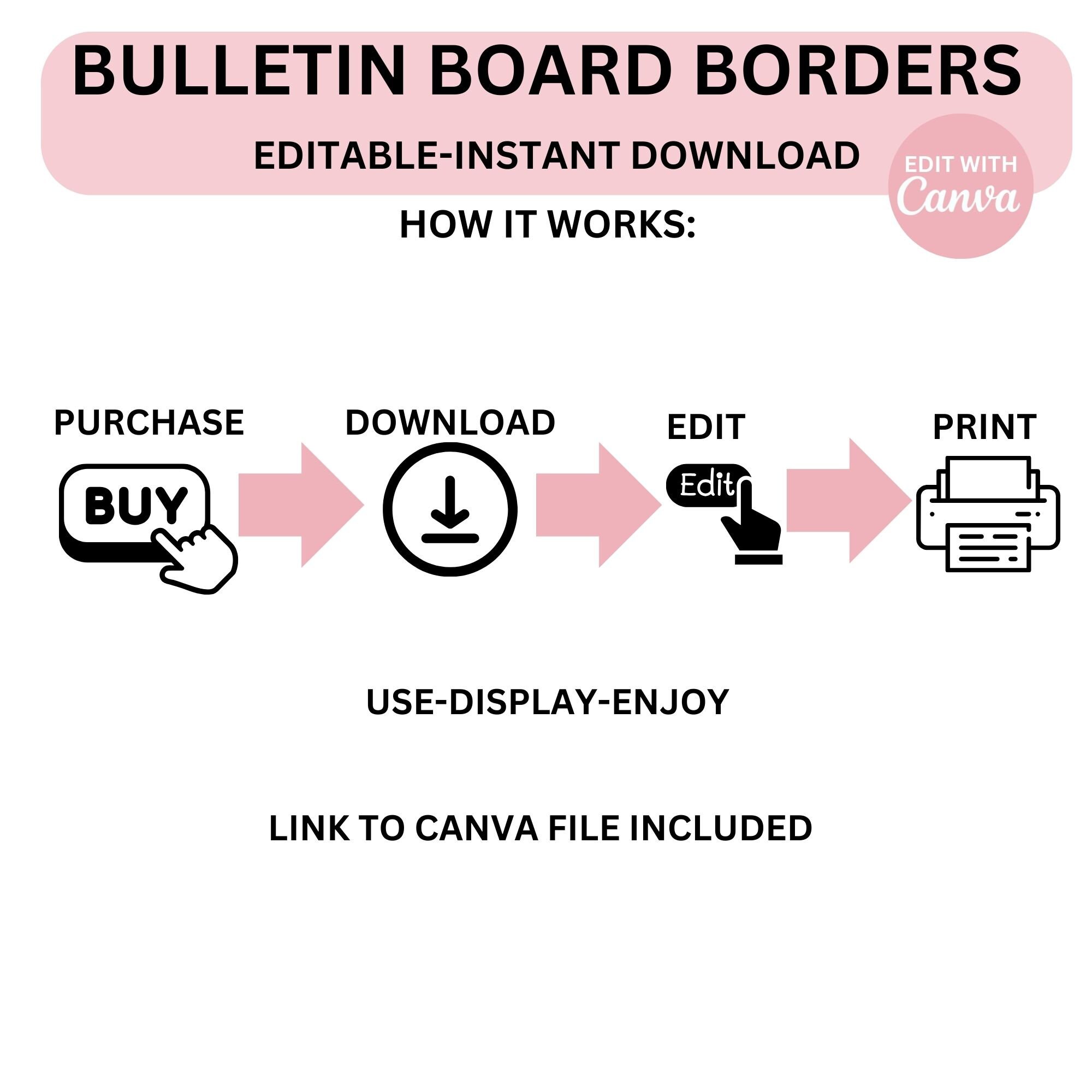 Classroom Bulletin Board Borders Editable Canva Templates Boho Modern ...