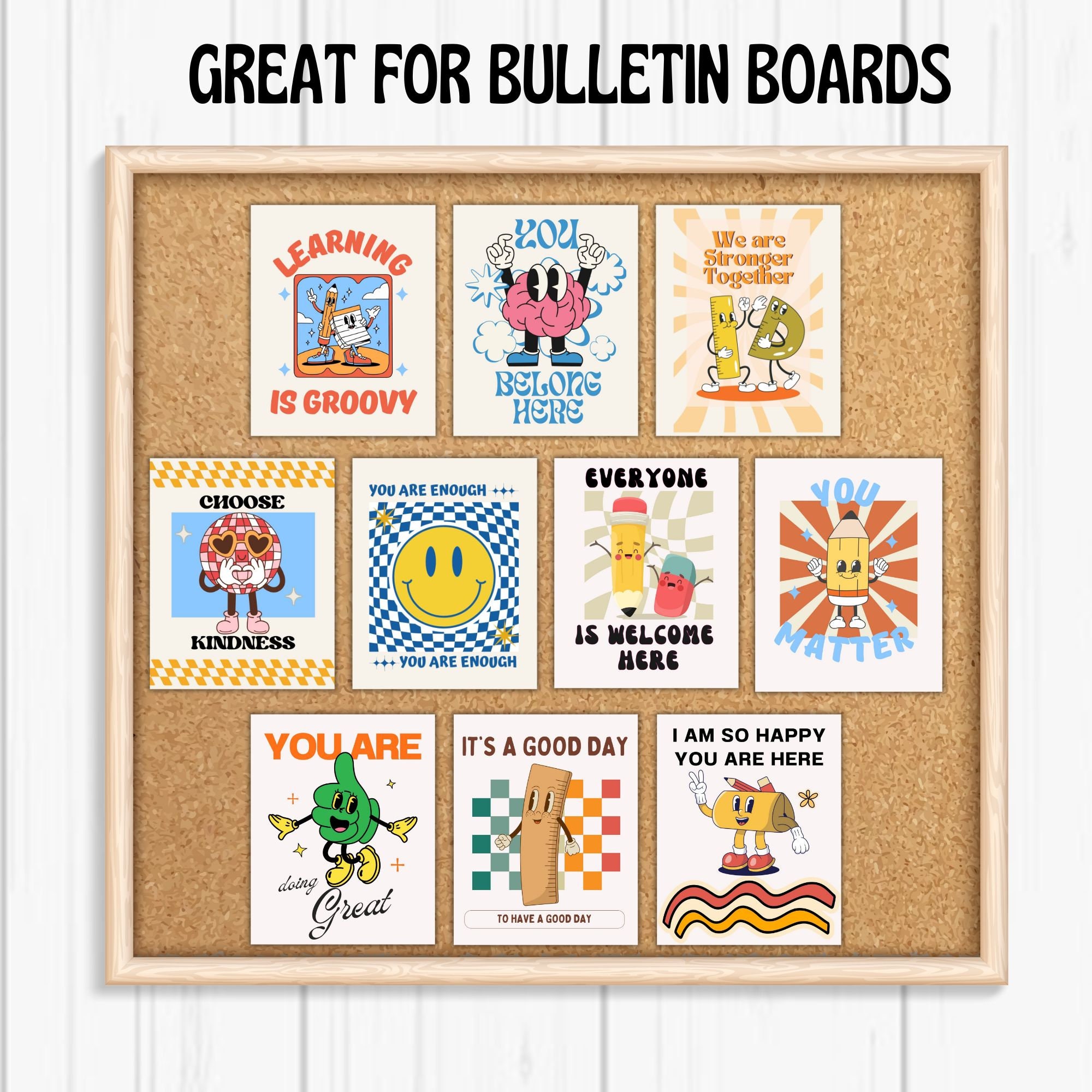 Retro Motivational Posters Groovy Classroom Decor Growth Mindset ...