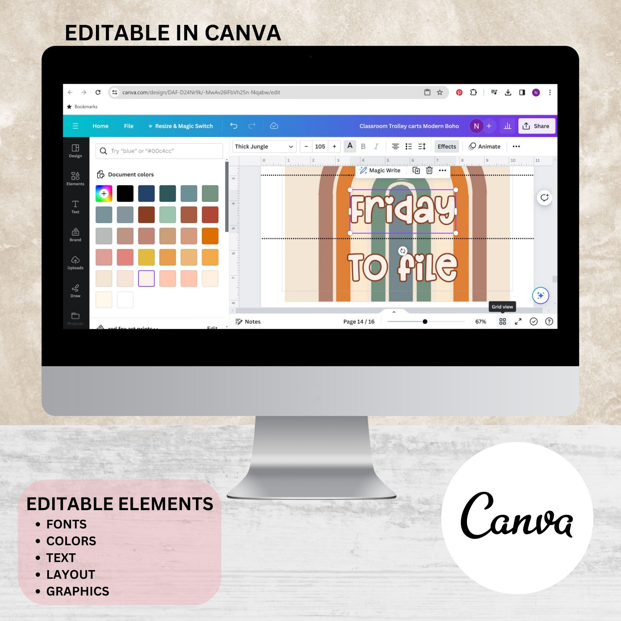 Classroom Rolling Trolley Cart Labels Editable Teacher Drawer Filing ...