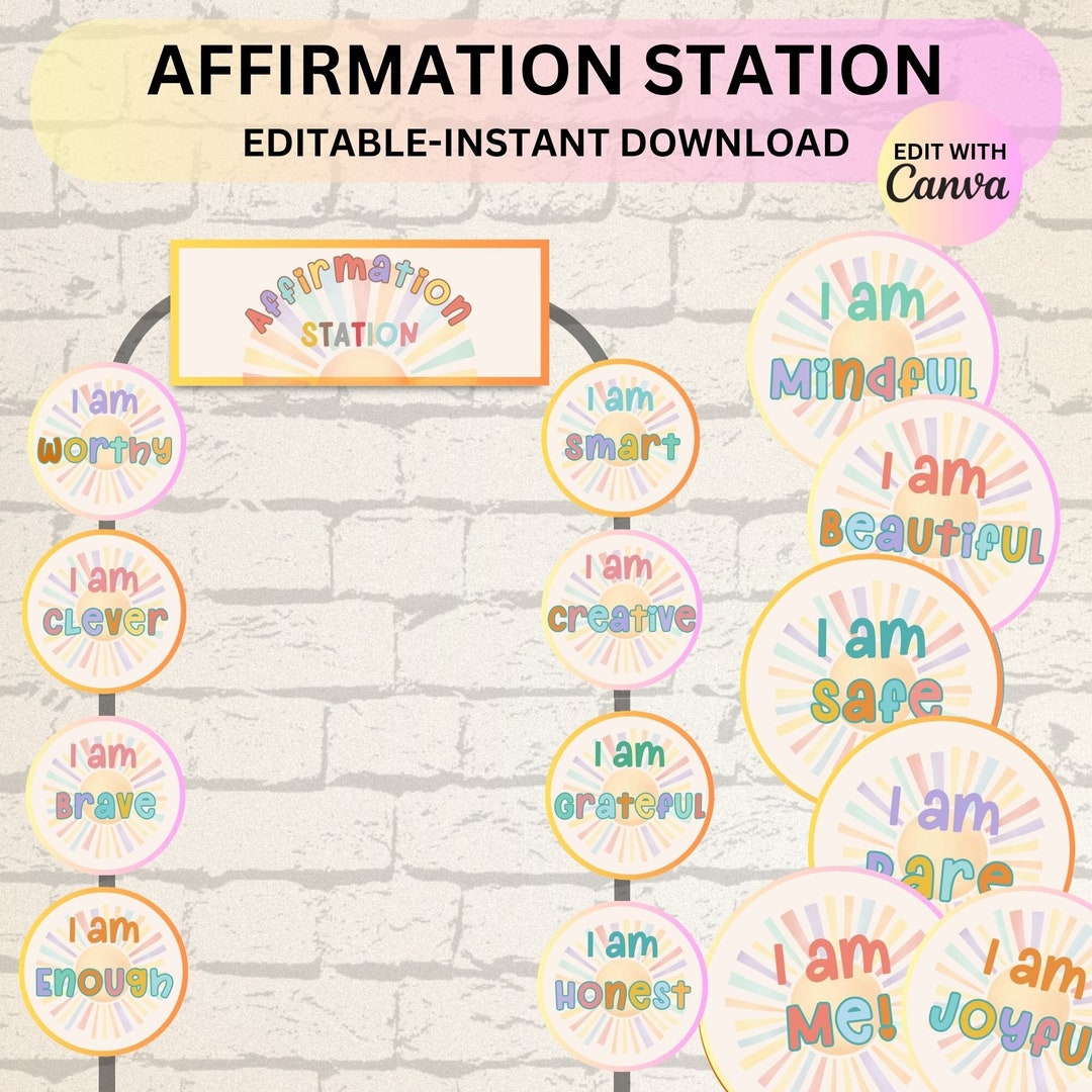 Classroom Affirmation Station Display Watercolor Classroom Decor ...