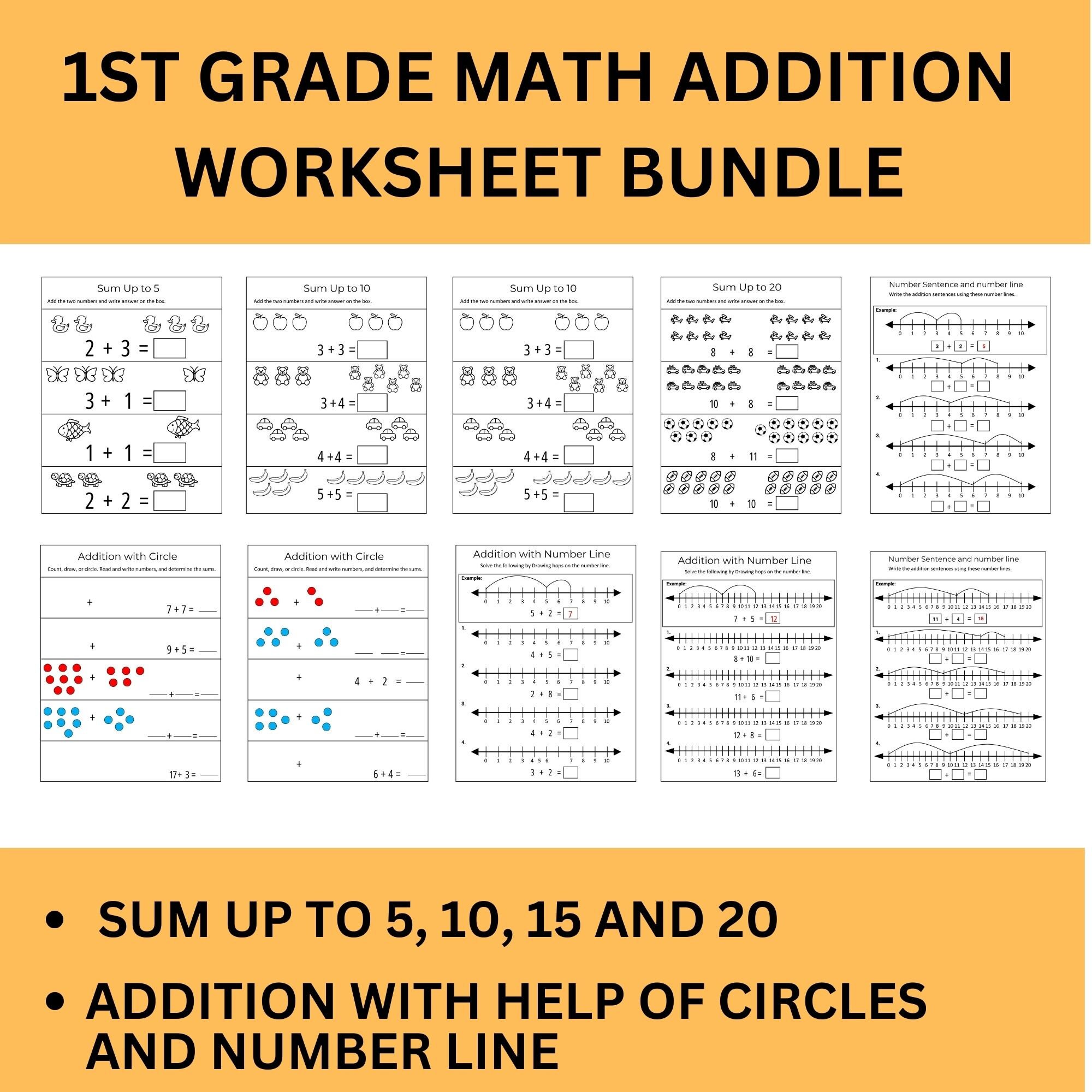 Math Worksheet 1st Grade Math Addition Worksheet First Grade Math ...