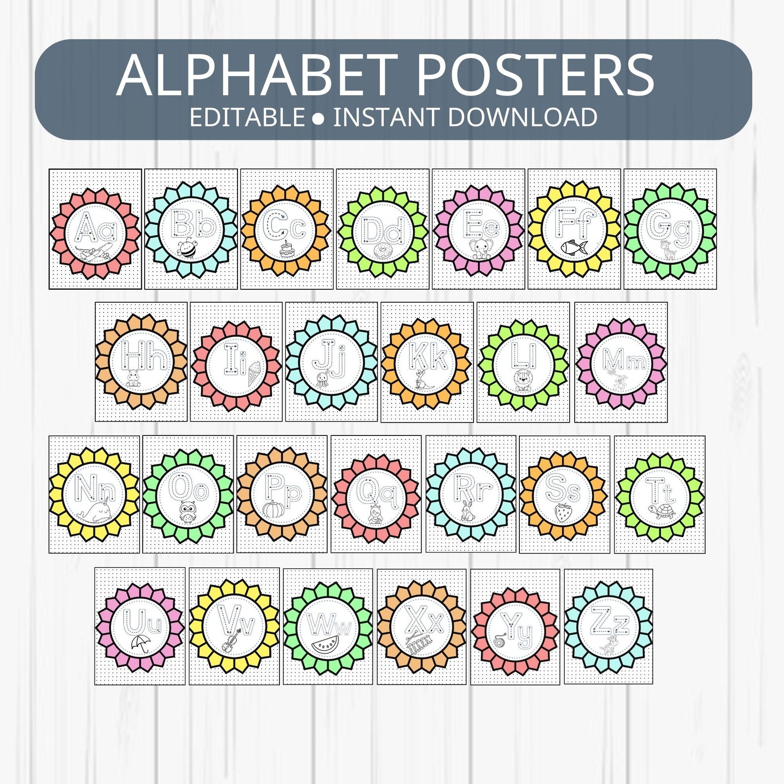 Alphabet Classroom Editable Posters Canva Classroom Decor Pdfs Editable ...