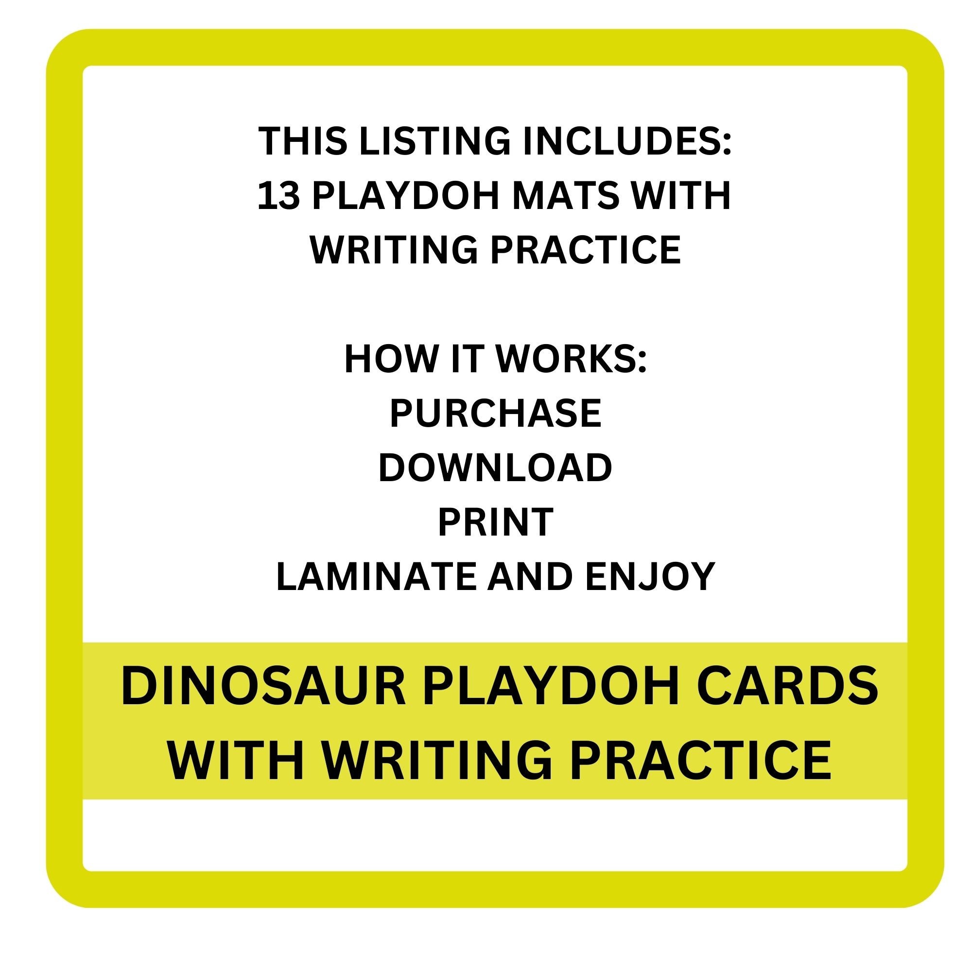 Dinosaur Play Doh Mats Visual Cards Printable Play Dough Party ...