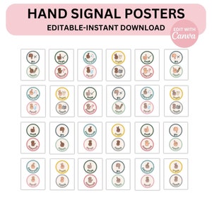 Classroom Hand Signals Poster Display Editable in Canva Boho Modern ...