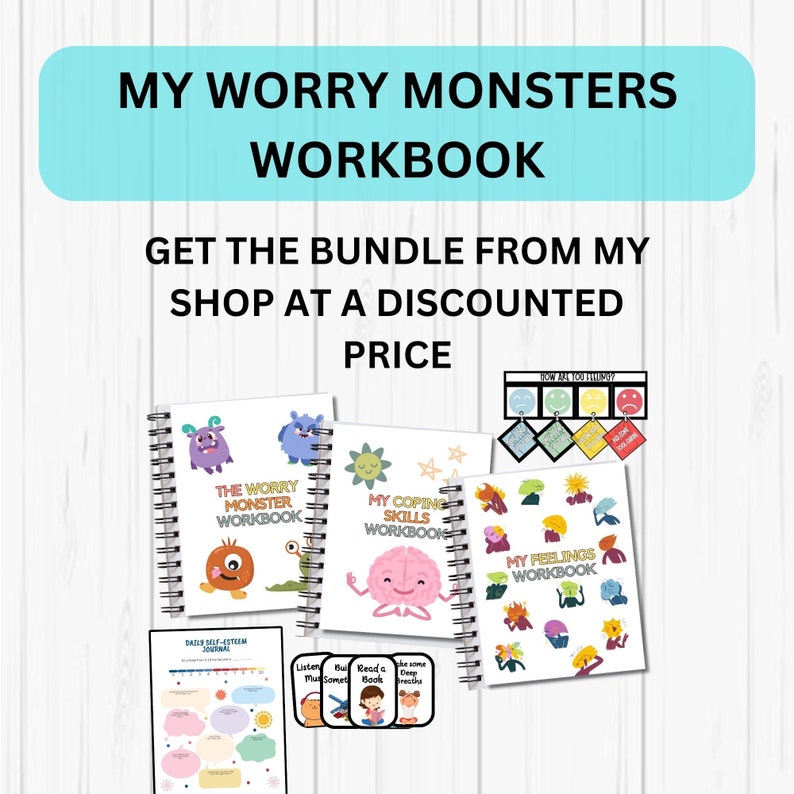Worry Monster Anxiety Workbook for Kids CBT Worksheets Therapy Office ...