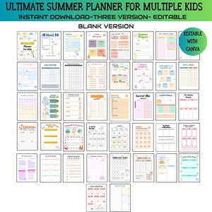 Printable Editable SUMMER Planner Bundle Summer Calendar Summer ...