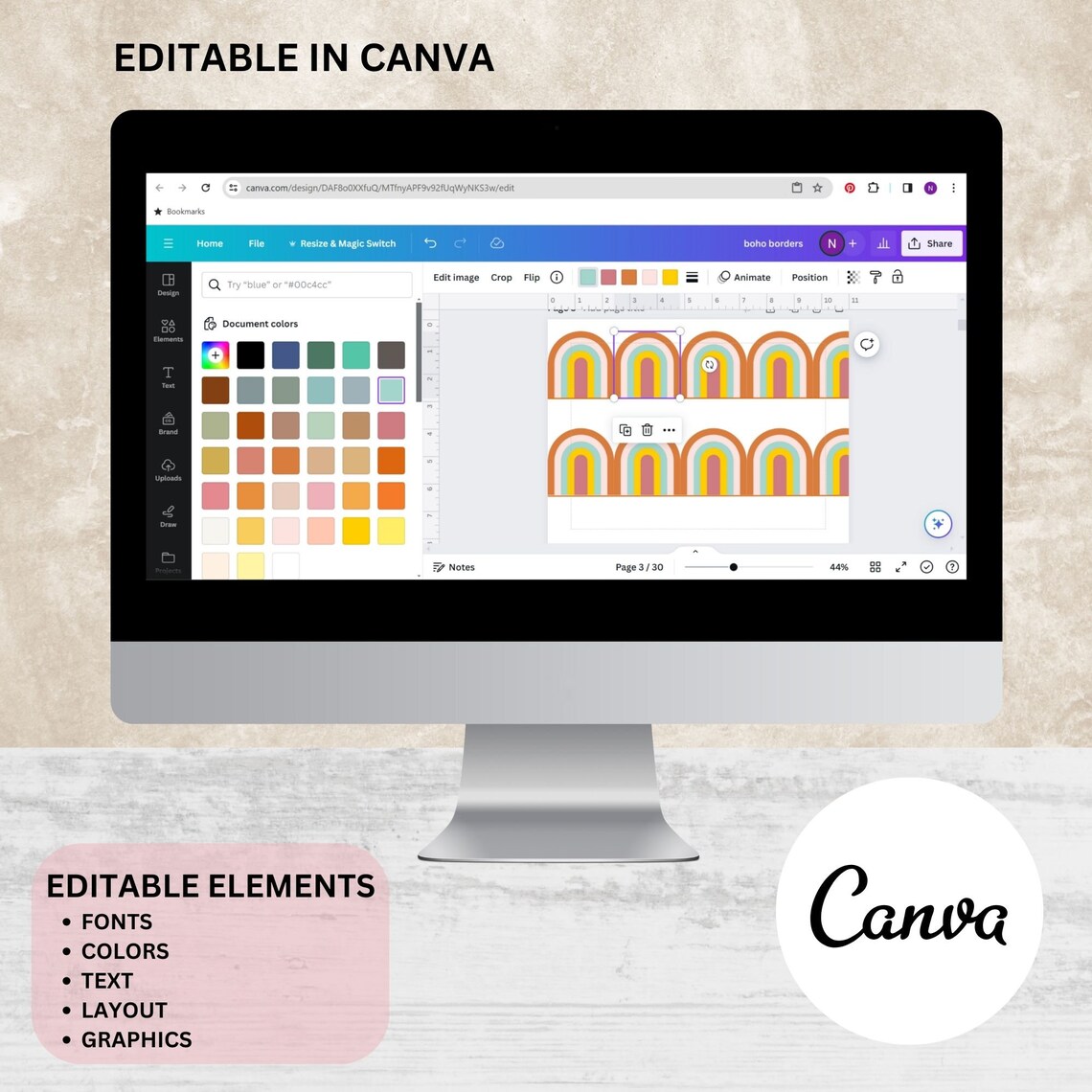 Classroom Bulletin Board Borders Editable Canva Templates Boho Modern ...