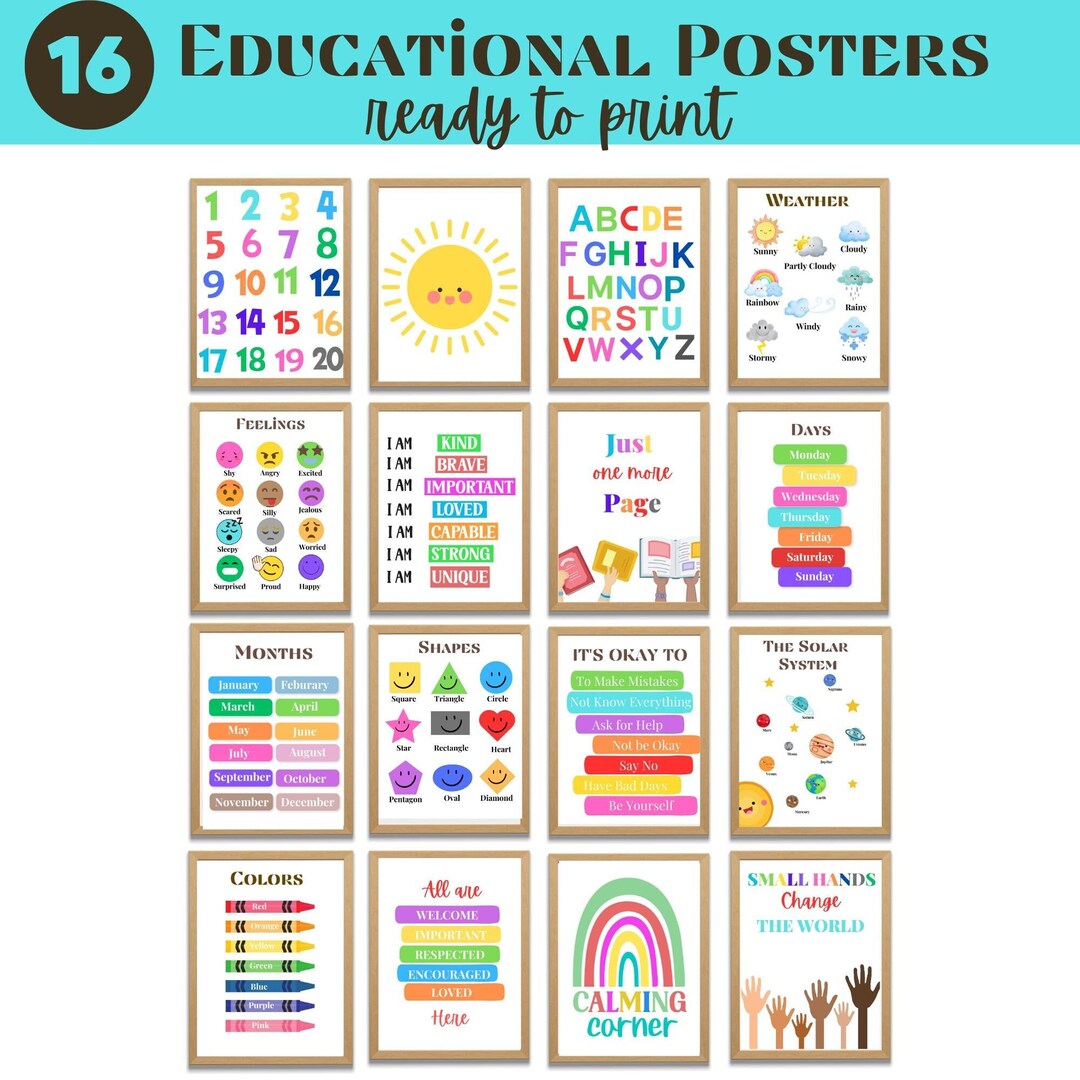 Educational Posters 16 Homeschool Prints Montessori Classroom - Etsy