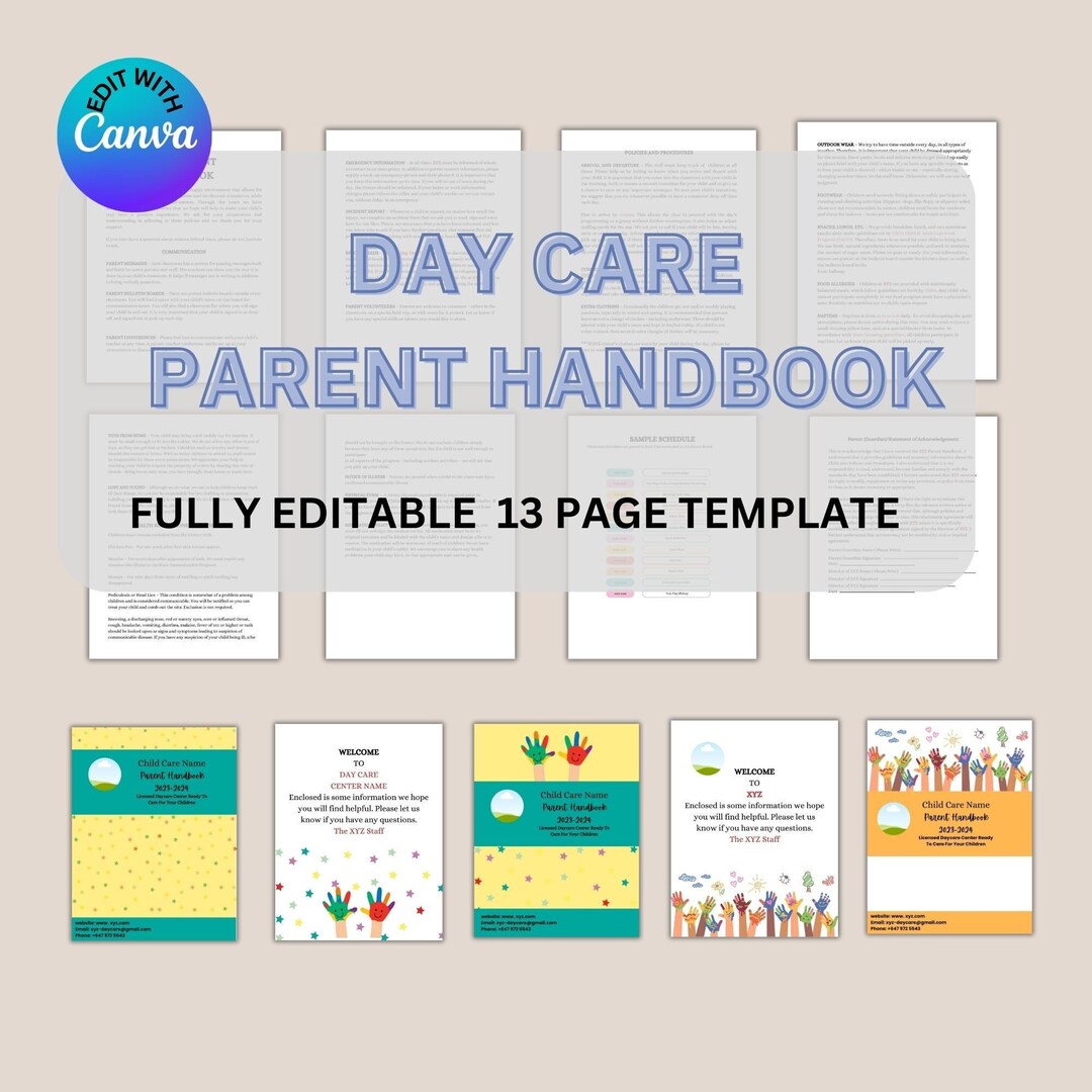 Daycare Parent Handbook Policies and Procedures Childcare - Etsy Australia