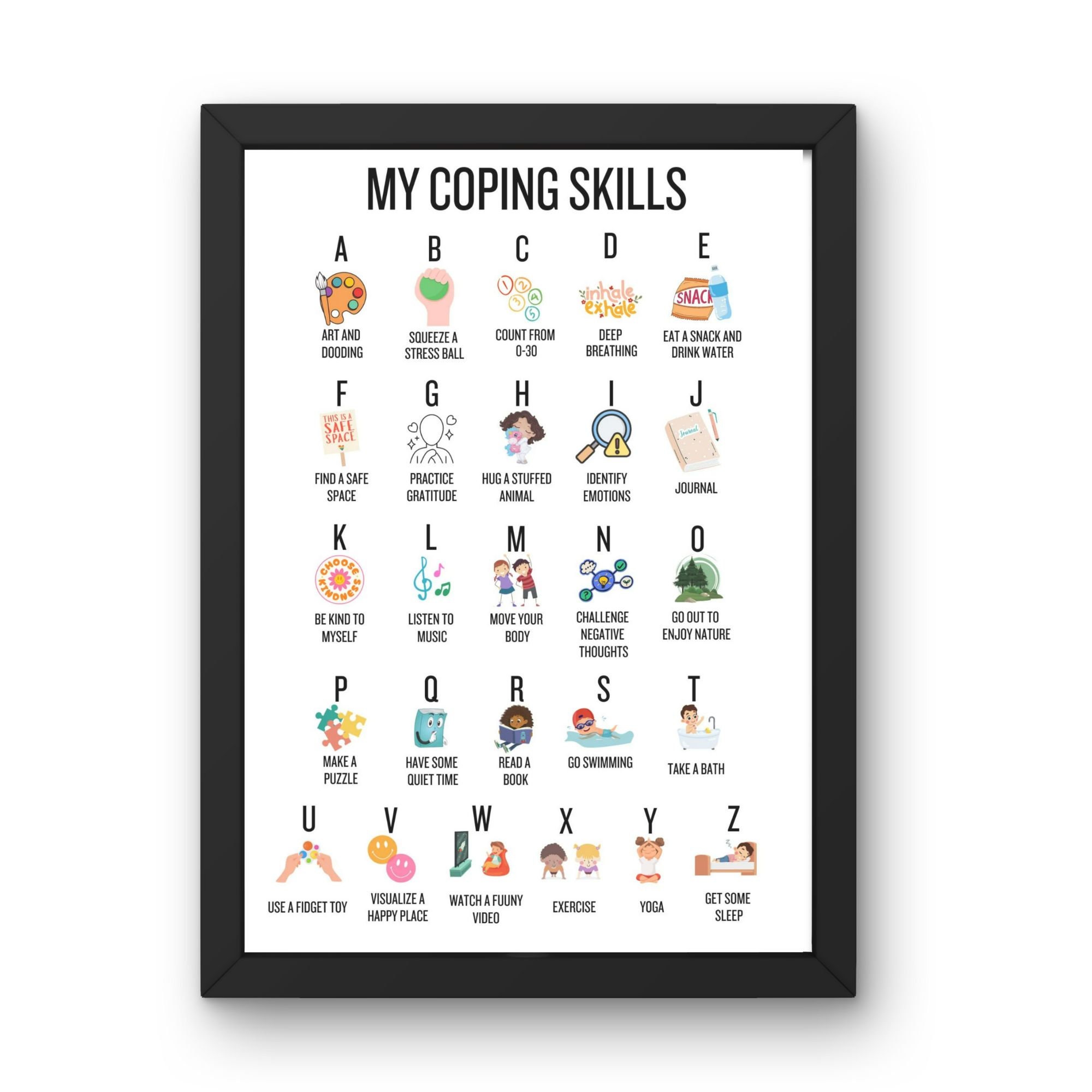 Coping Skills Alphabet Poster ABC Coping Skills Grounding Exercises for ...