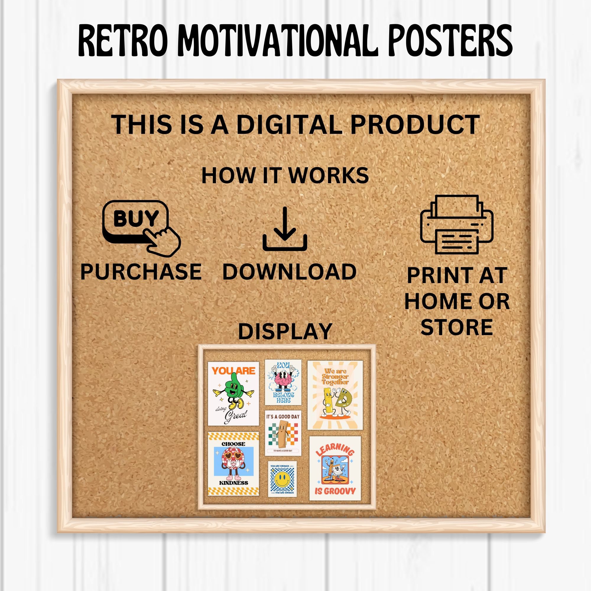 Retro Motivational Posters Groovy Classroom Decor Growth Mindset ...