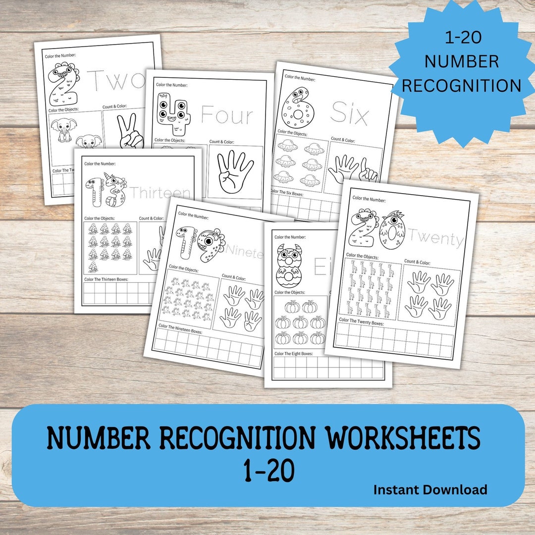 1-20 Number Tracing Preschool Worksheet Printable Handwriting Practice ...