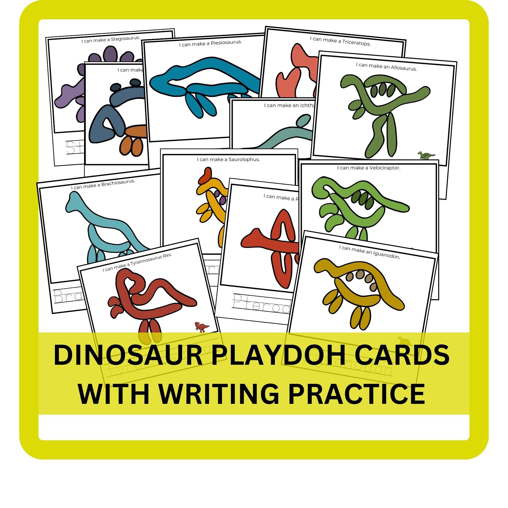 Dinosaur Play Doh Mats Visual Cards Printable Play Dough Party ...