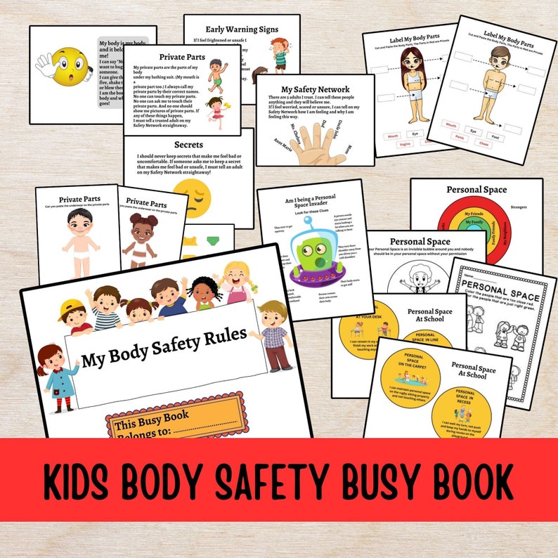 Kids Therapy Tool Body Safety Worksheets Safety Plan Psychologist ...