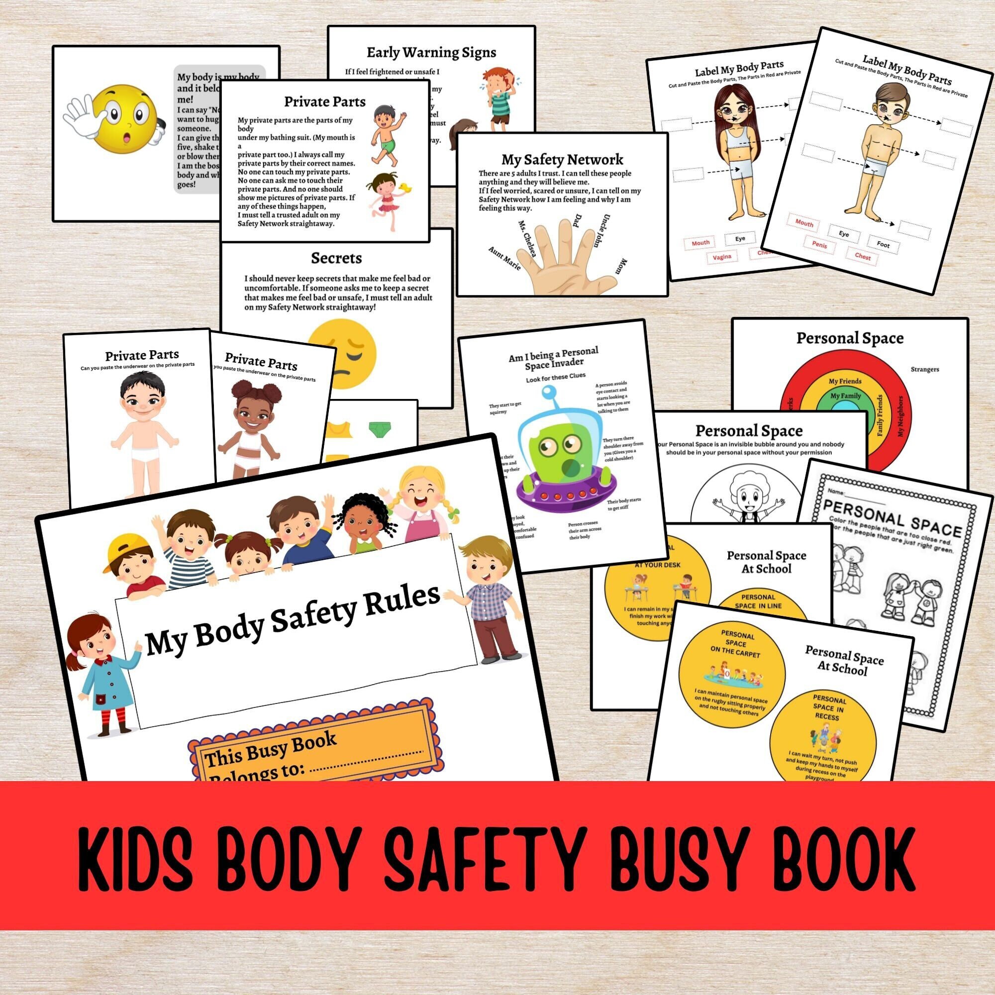 Kids Therapy Tool Body Safety Worksheets Safety Plan - Etsy