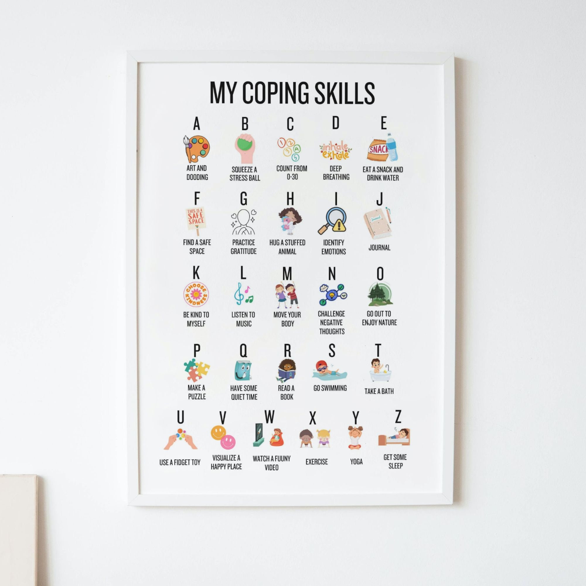 Coping Skills Alphabet Poster ABC Coping Skills Grounding Exercises for ...