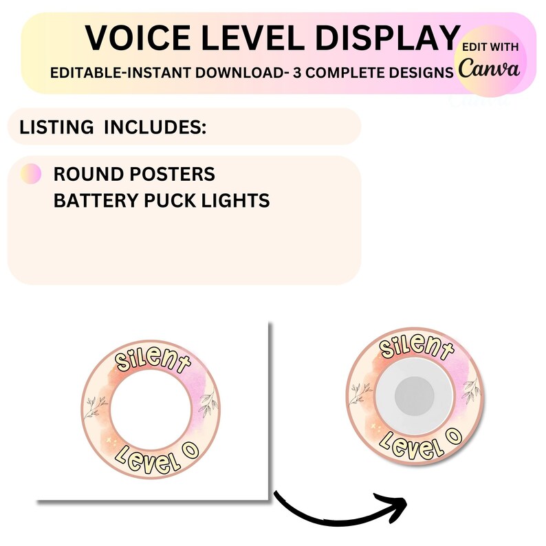 Voice Level Chart Classroom Printable Display Editable in Canva ...