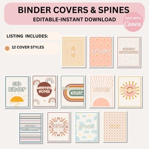 Classroom Binder Covers and Spines Editable Modern Boho Teacher ...