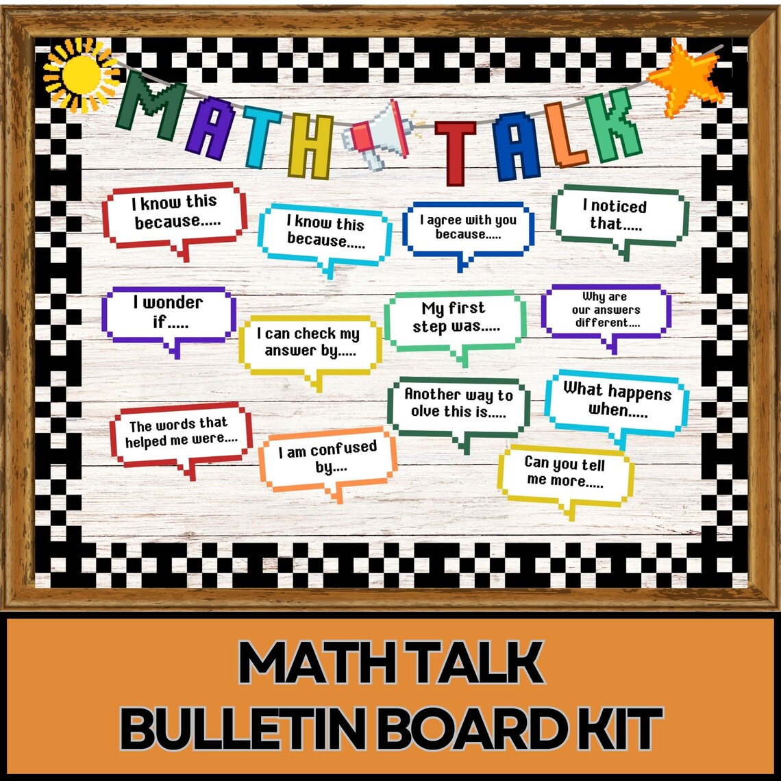 Groovy Pixel Classroom Decor Math Talk Bulletin Board Math Talk Posters ...