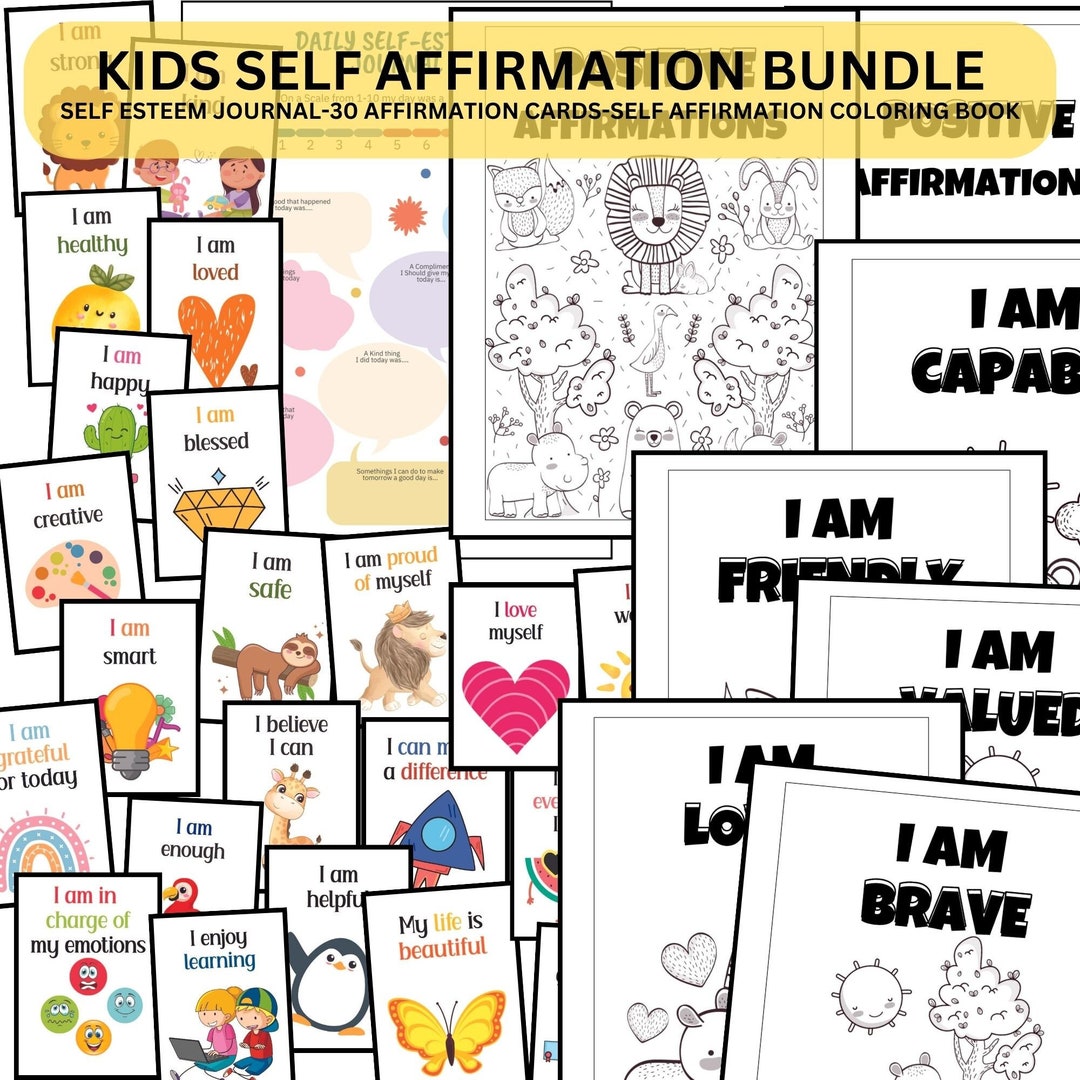 Self Worth Journal and Cards Bundle Self Esteem Confidence Kids Self ...