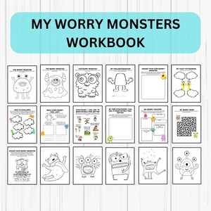 Worry Monster Anxiety Workbook for Kids CBT Worksheets Therapy Office ...