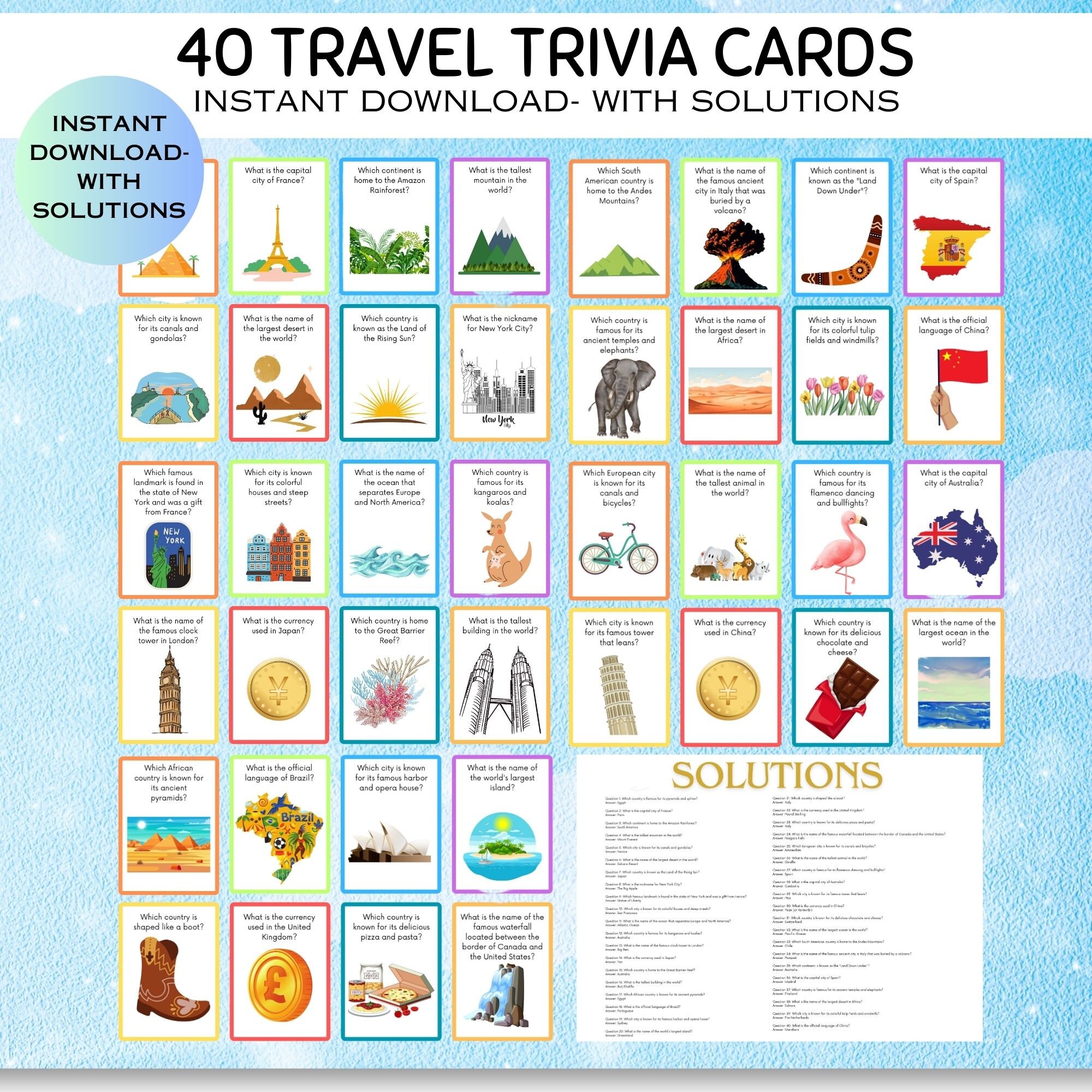 Travel Games for Kids Educational Flashcards Games for Kids Family ...