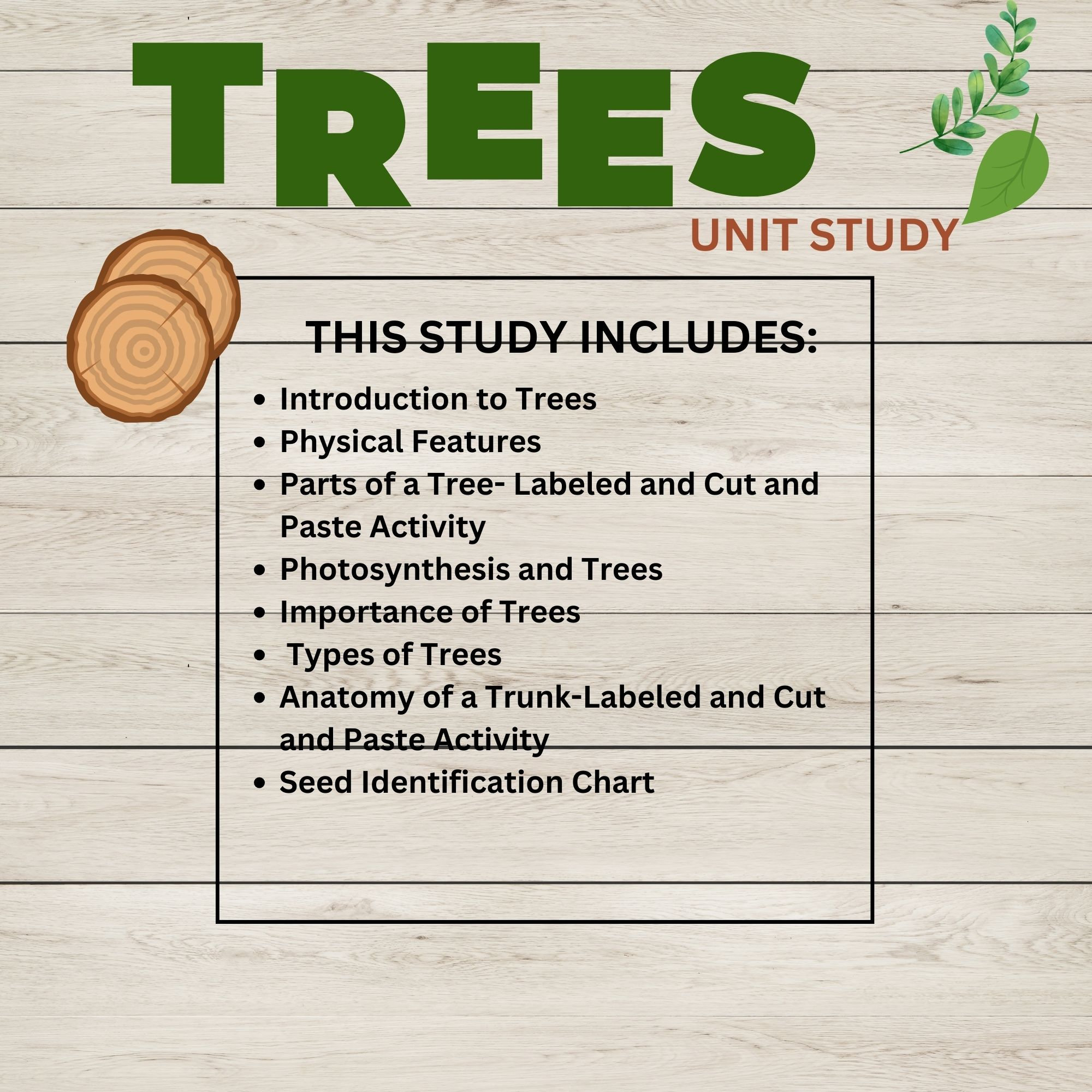 Tree Unit Study Bundle Charlotte Mason Nature Study Anatomy of a Trunk ...