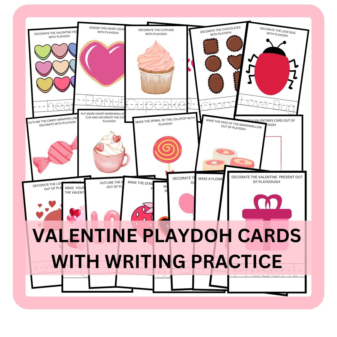 Valentines Day Play Dough Mats Printable Play Doh Activity Fine Motor ...