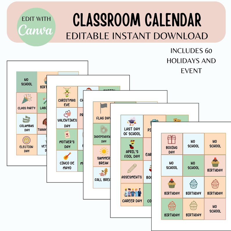 Classroom Calendar Display and Weather Station, Printable Modern Boho ...