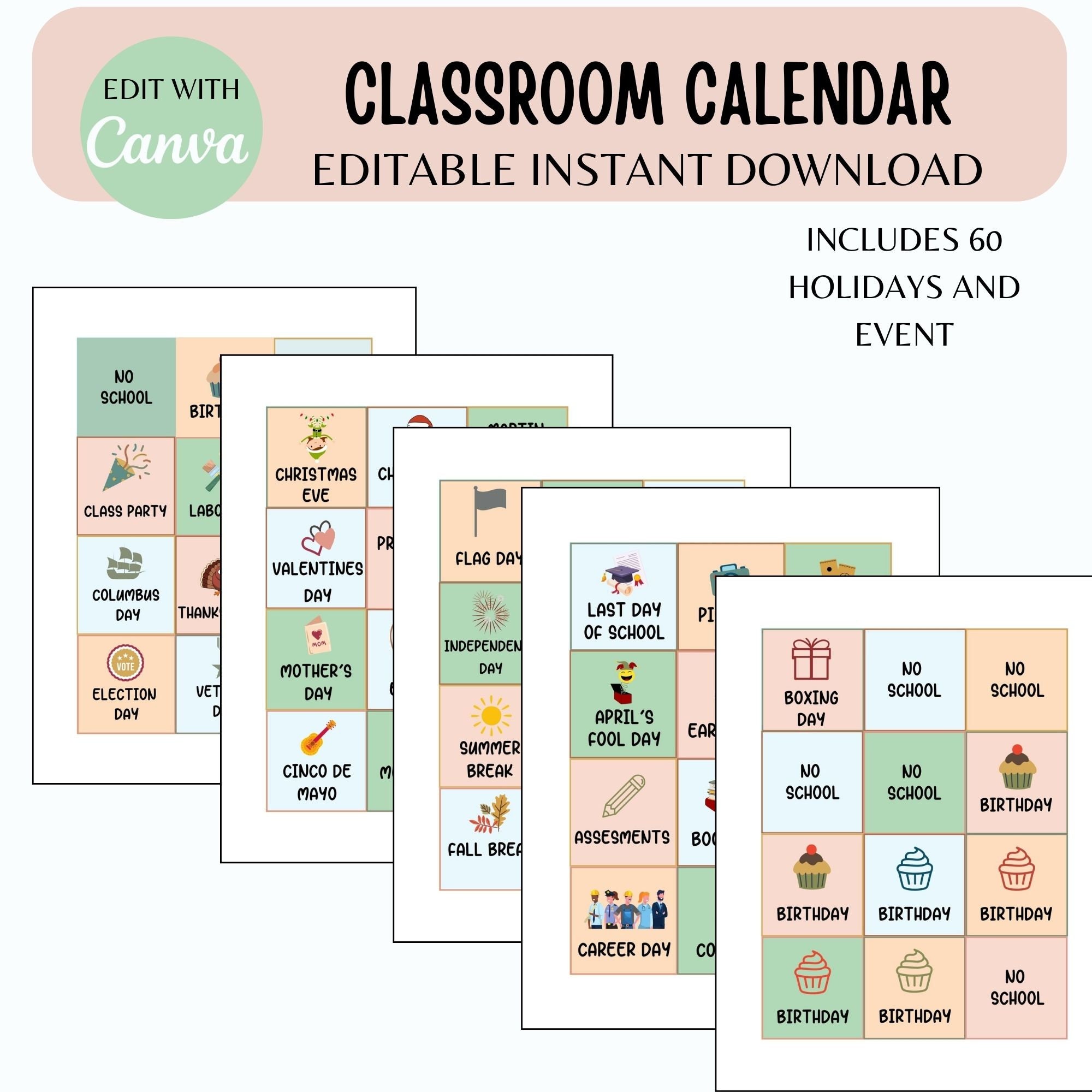 Classroom Calendar Display and Weather Station, Printable Modern Boho ...