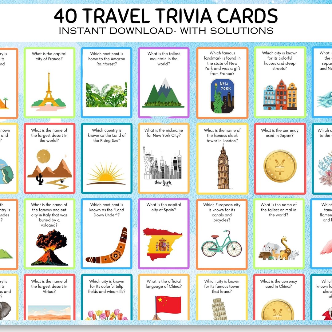 Travel Games for Kids Educational Flashcards Games for Kids Family ...