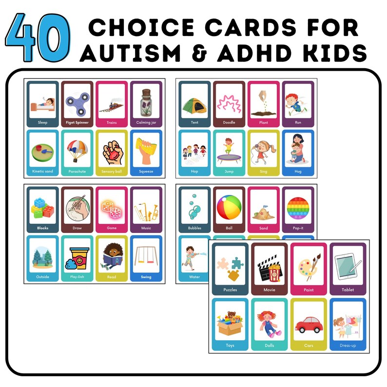 Daily Choice Cards Autism Visual Aid ABA Therapy ADHD Choice Cards ...