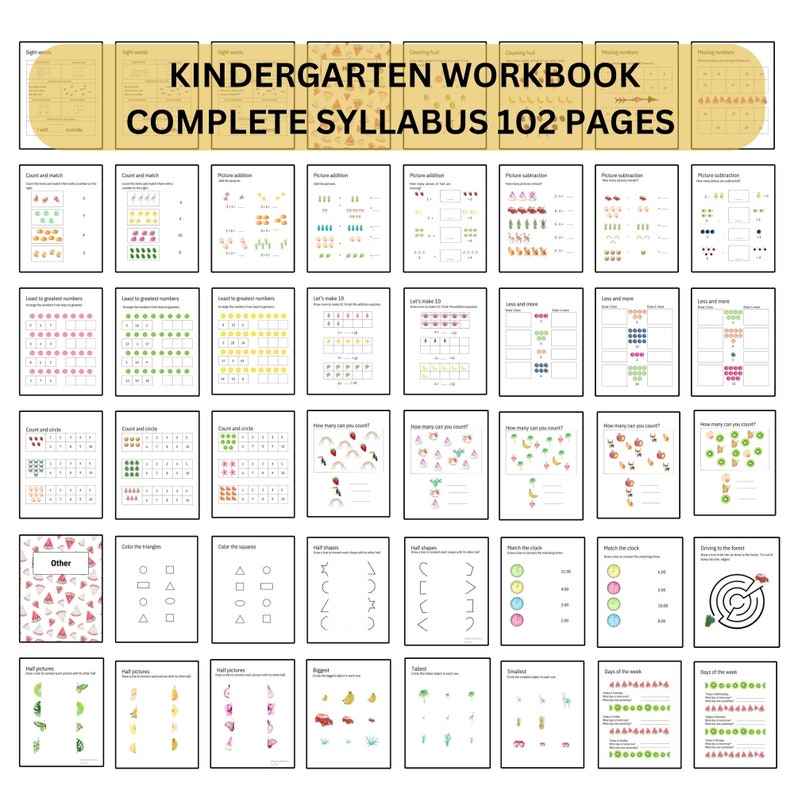 Preschool Pre-k Kindergarten Learning Bundle Printable - Etsy