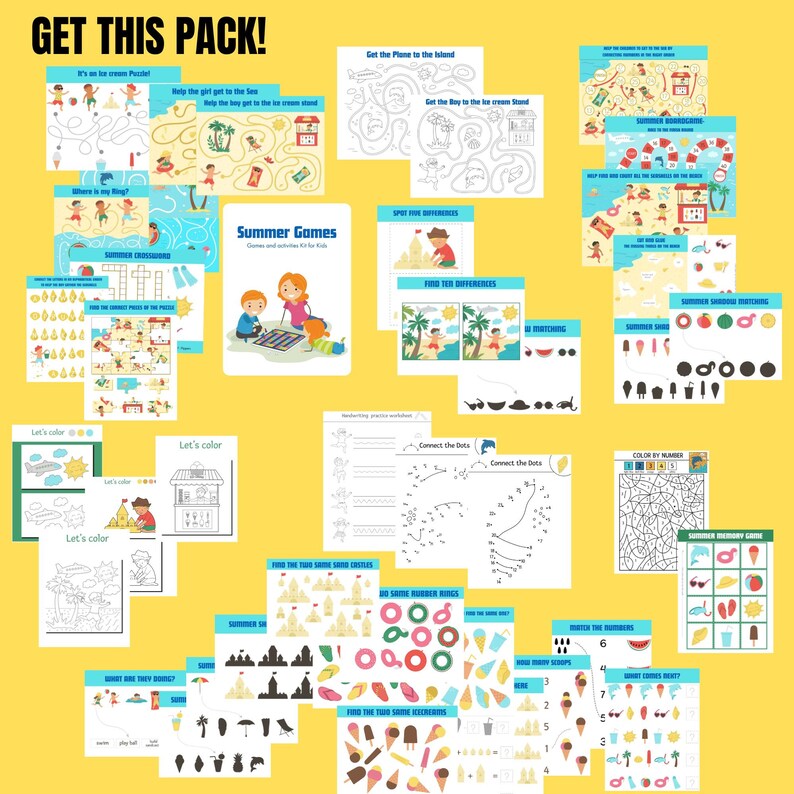 Summer Printable Games Bundle Activities for Kids Printable - Etsy