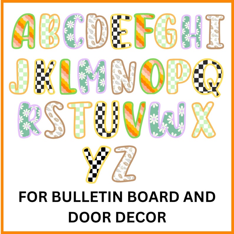 Bulletin Board Letters Retro Bulletin Board Letters Boho Bulletin Board ...