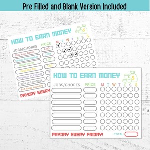 Kids Chore Chart Editable How to Earn Money Chart Editable Allowance ...