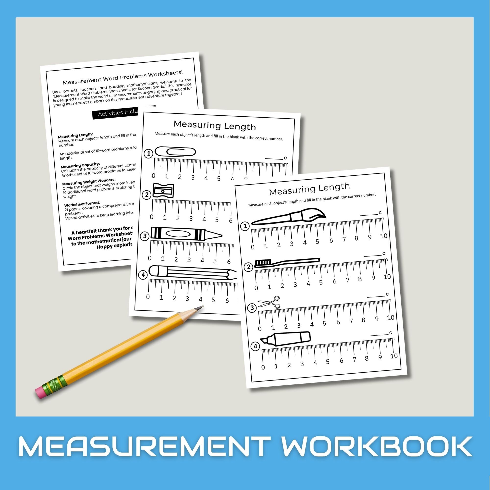 Learning to Measure 2nd Grade Math Task Cards Worksheets Homeschool ...