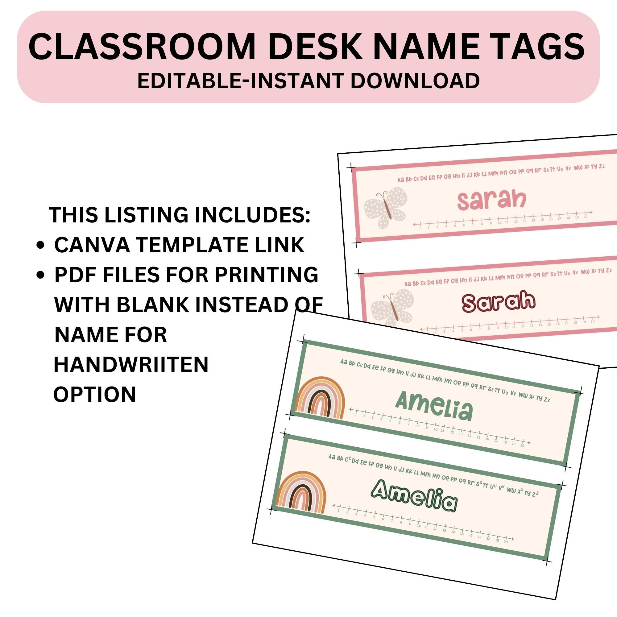Student Desk Name Labels Editable Classroom Printables Student Name ...