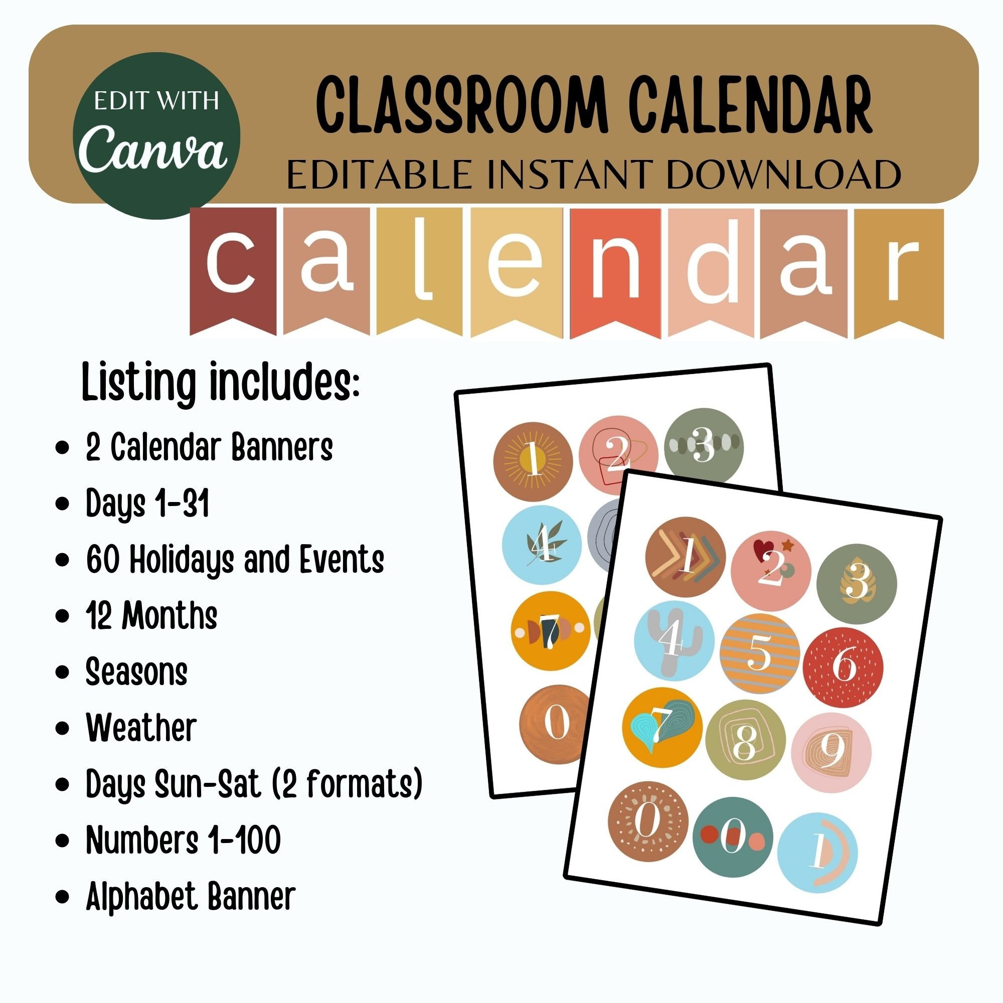 Classroom Calendar Display Weather Station Seasons Alphabet Banner ...