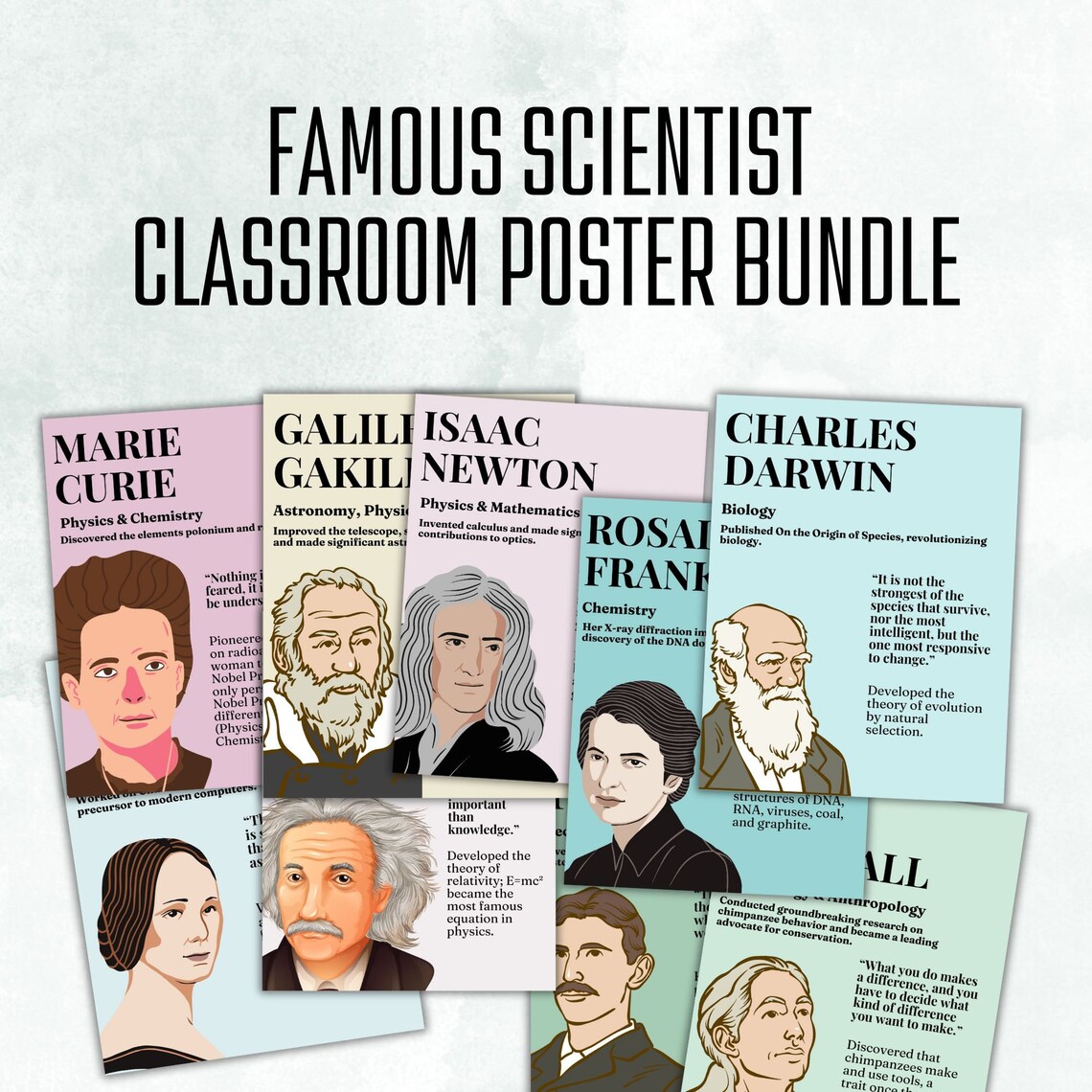 Famous Scientist Classroom Poster Set Science Classroom Décor, Women in ...