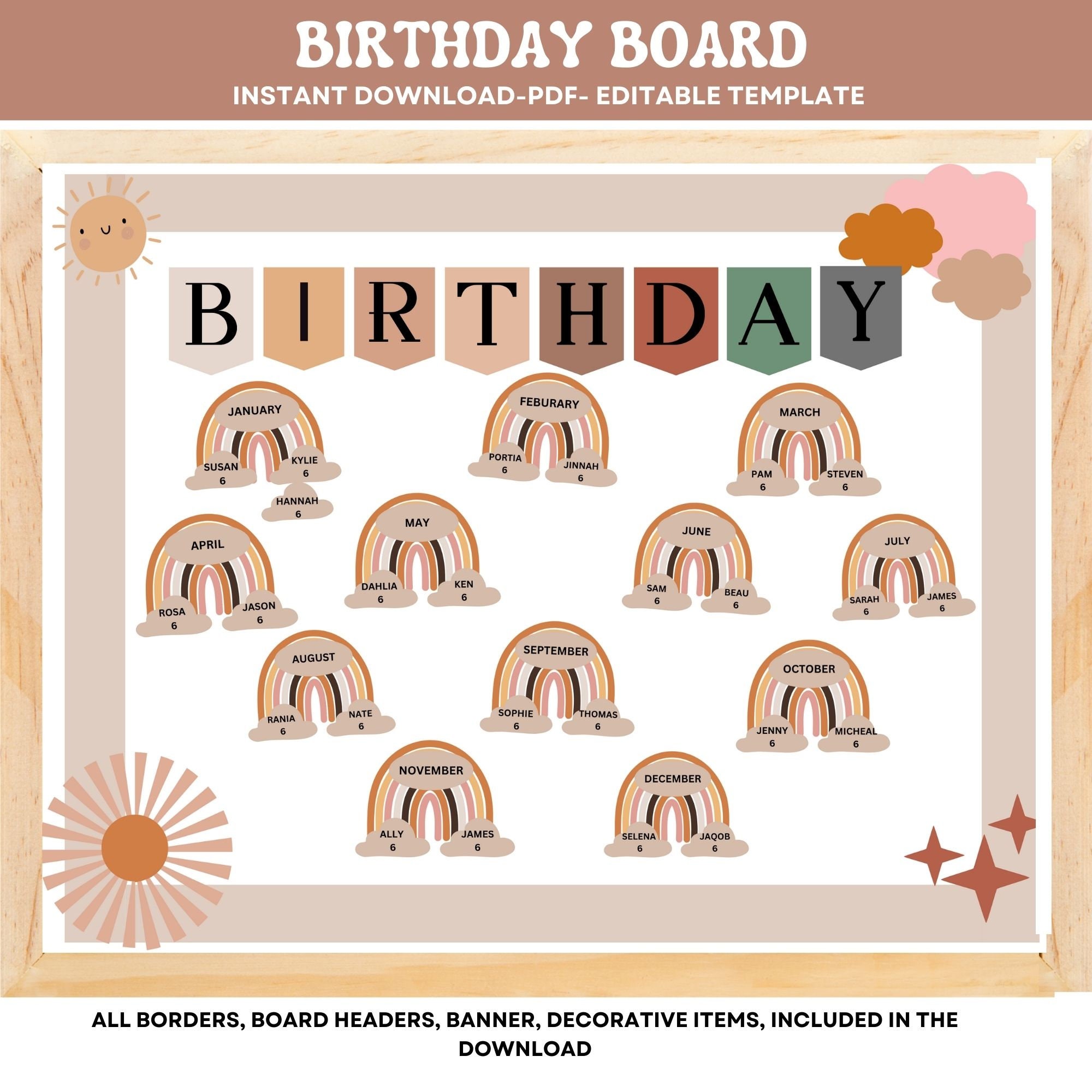 Boho Birthday Classroom Boho Birthday Bulletin Board Classroom Decor ...