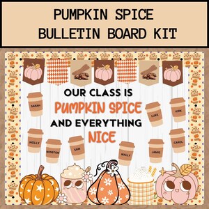 Pumpkin Spice Bulletin Board Retro Pumpkin Latte Bulletin Board Fall ...