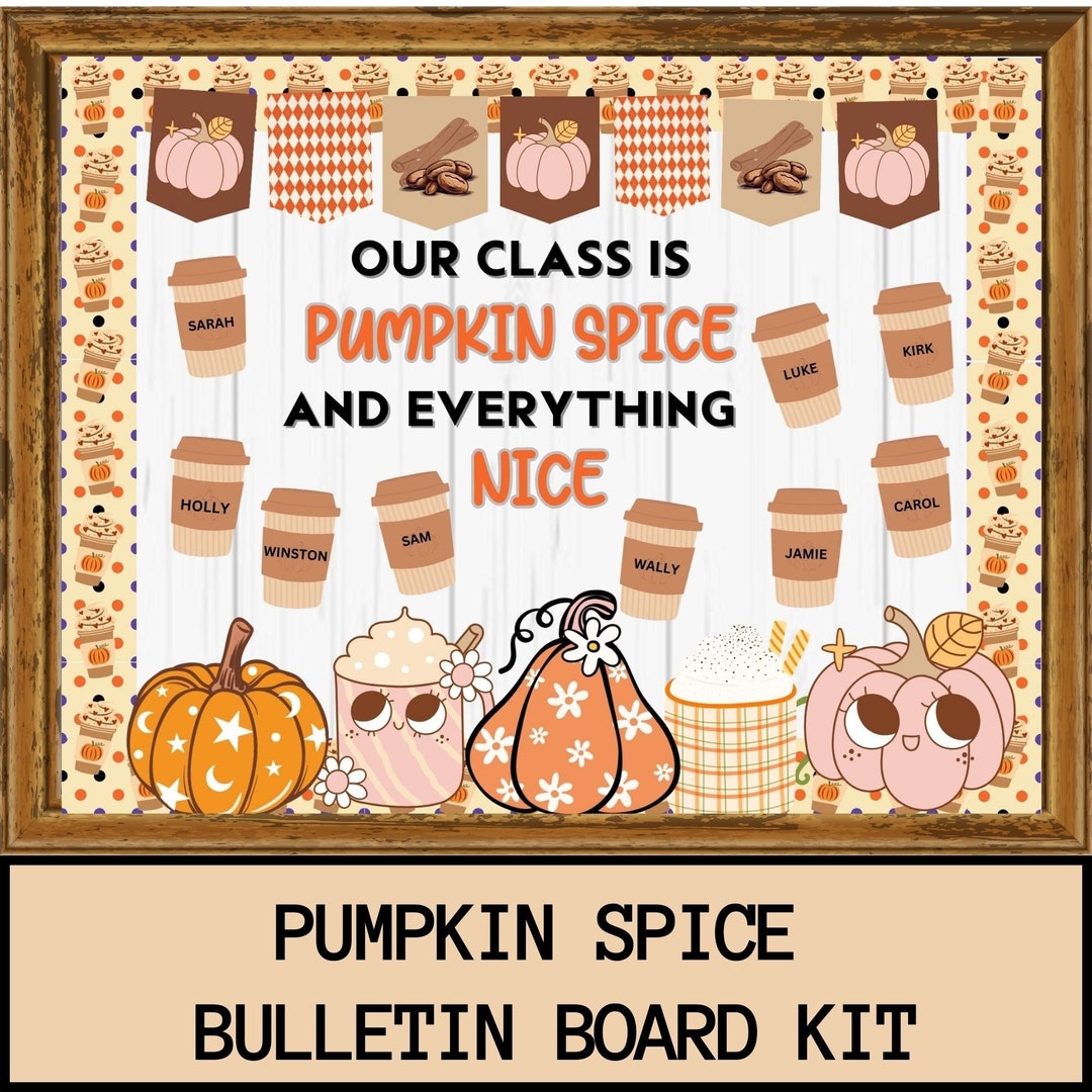 Pumpkin Spice Bulletin Board Retro Pumpkin Latte Bulletin Board Fall ...