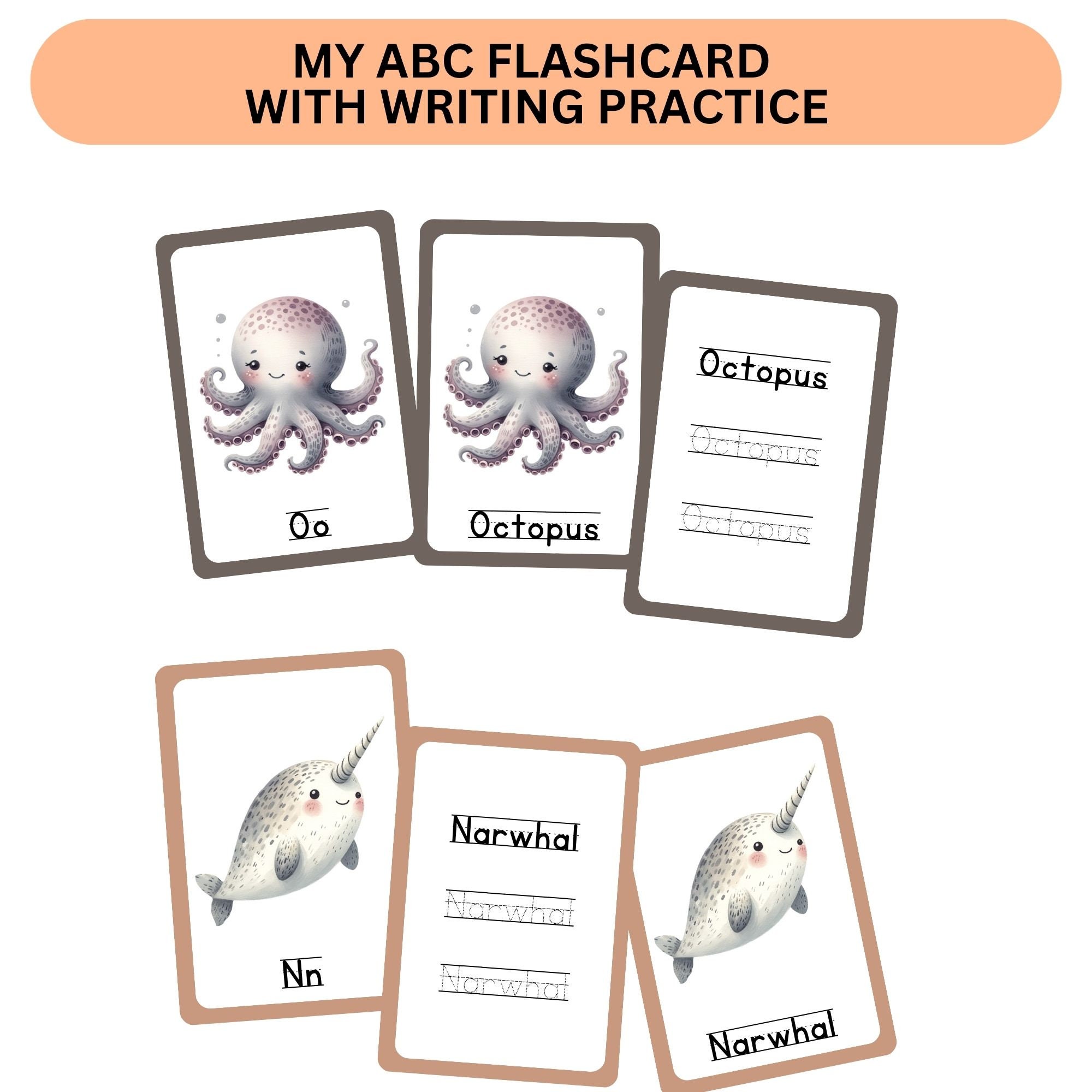 Printable Alphabet Flash Cards With Writing Practice Classroom Decor ...