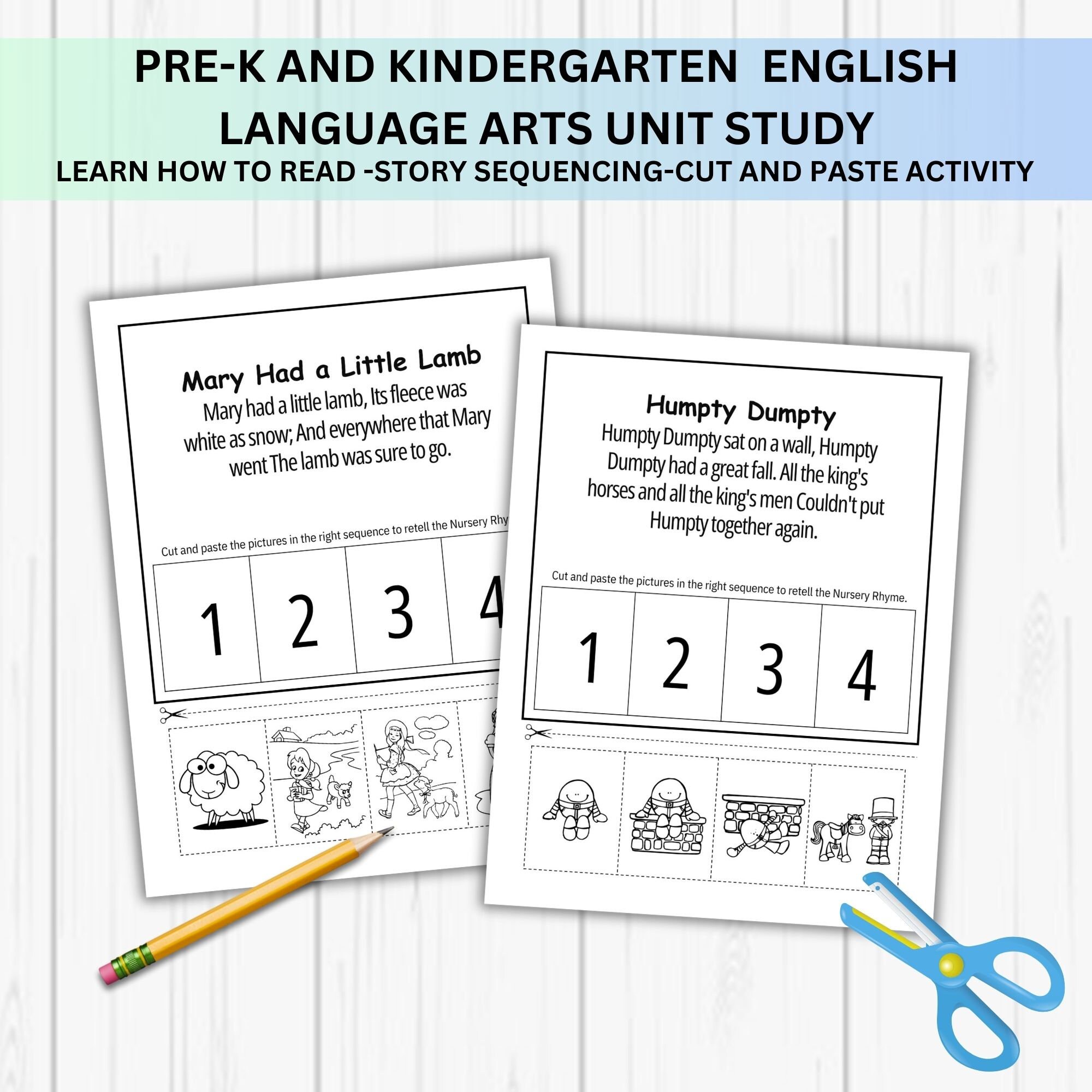 Preschool Reading and Sequencing Unit Study Homeschool Kindergarten ...