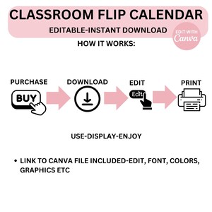 Classroom Flip Calendar Display Modern Boho Classroom Decor Editable ...